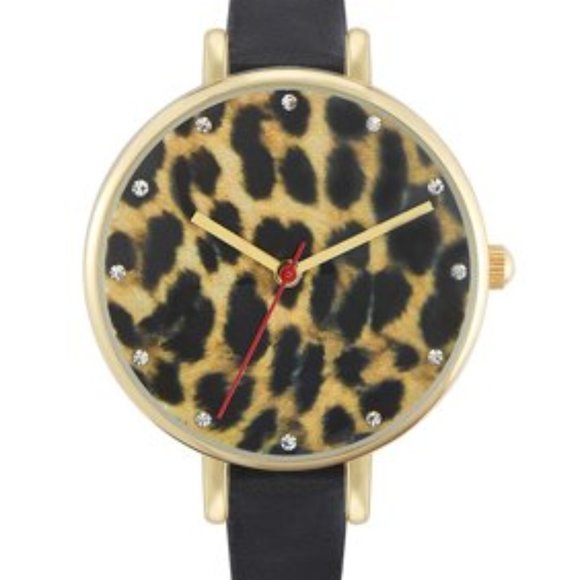 Accessories | Gold Wbrown Leopard Print Crystal Accents Watch | Poshmark